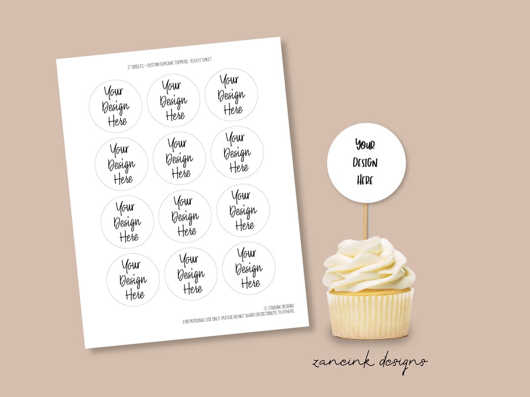 Personalized Cupcake Toppers, Cupcake Labels, Cupcake Tags, Round ...
