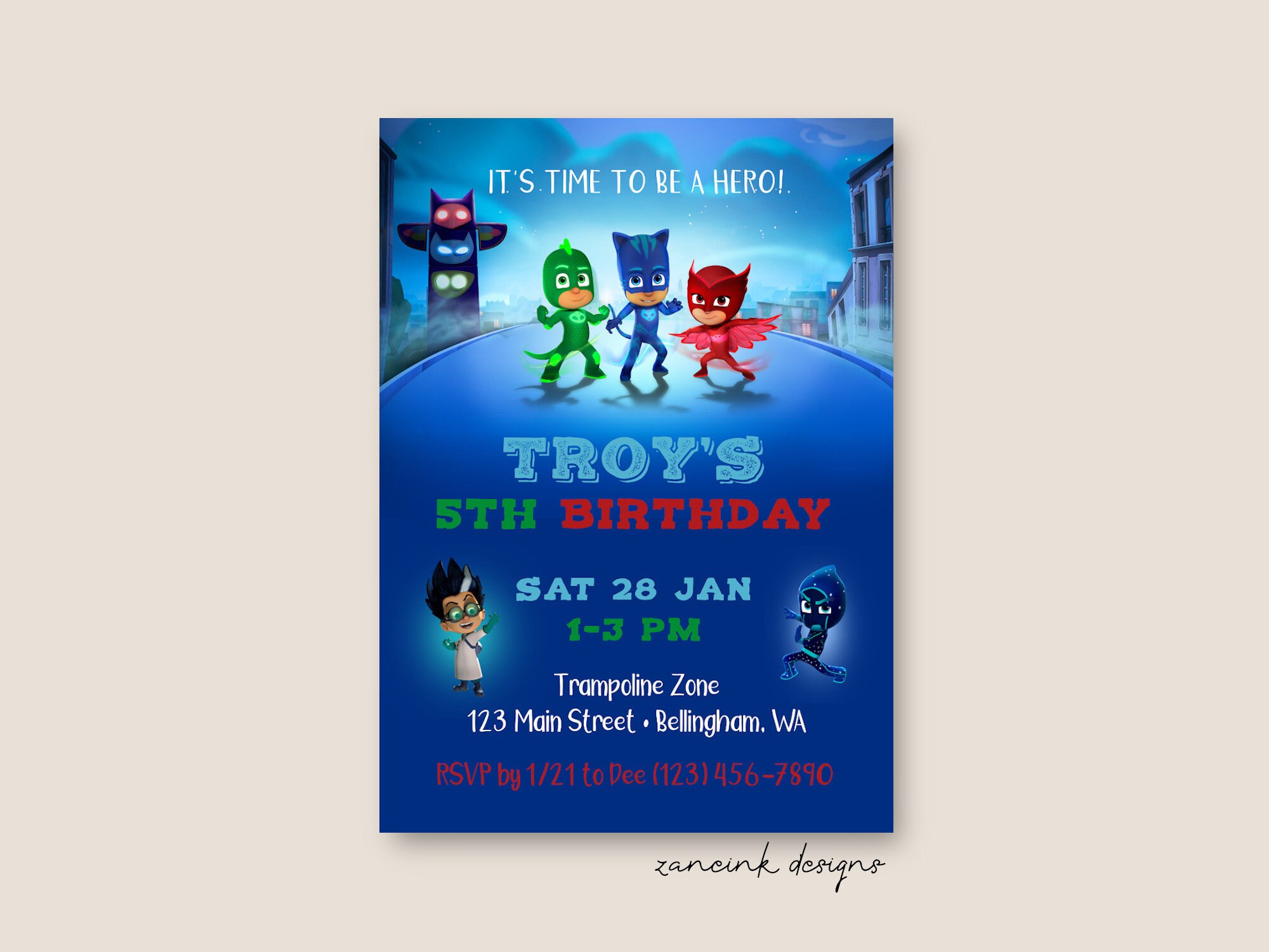 Invitación de cumpleaños de PJ Masks Invitación a la fiesta - Etsy México