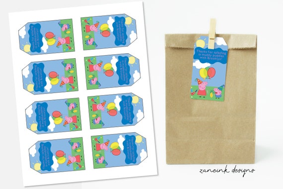 Peppa the Pig Thank You Tags Peppa Pig Gift Tags Birthday | Etsy