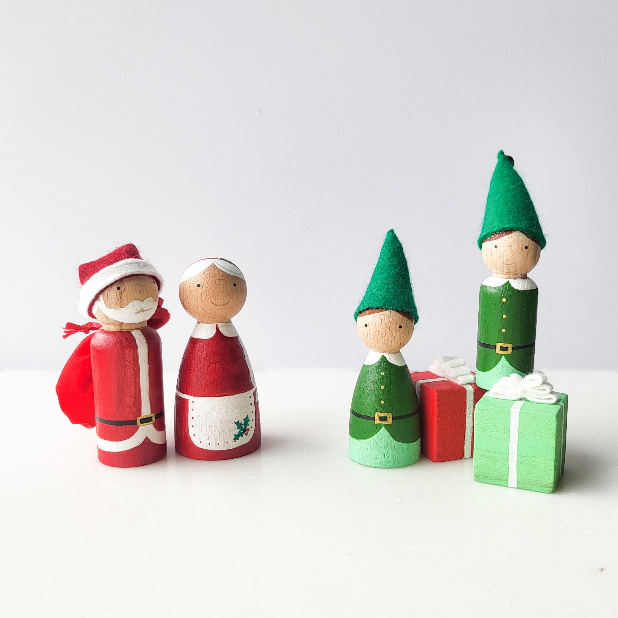 Mr. & Mrs. Santa | Christmas Peg Doll Set/wooden Ornaments - Etsy