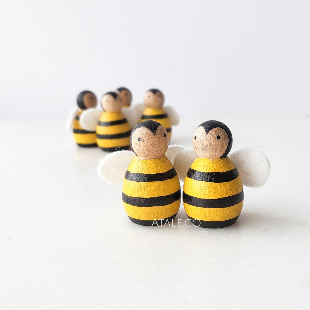 BEE Wooden Peg Dolls Set of Two | Animal Peg Doll/felt Peg Doll ...