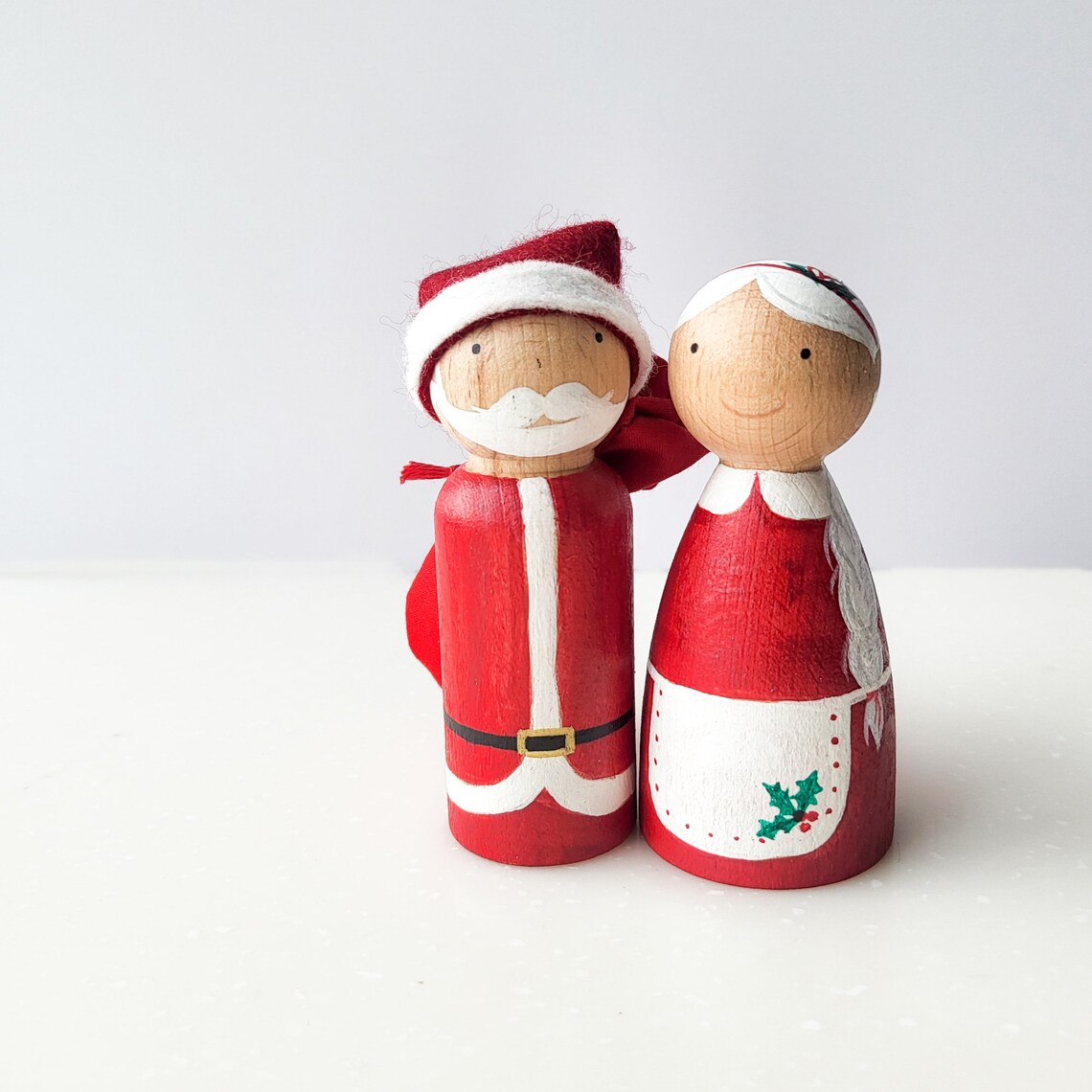 Mr. & Mrs. Santa | Christmas Peg Doll Set/wooden Ornaments - Etsy