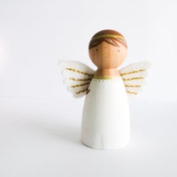 Wooden Angels- Cute Peg Dolls, Hand Painted With Shimmering Felt Wings ...
