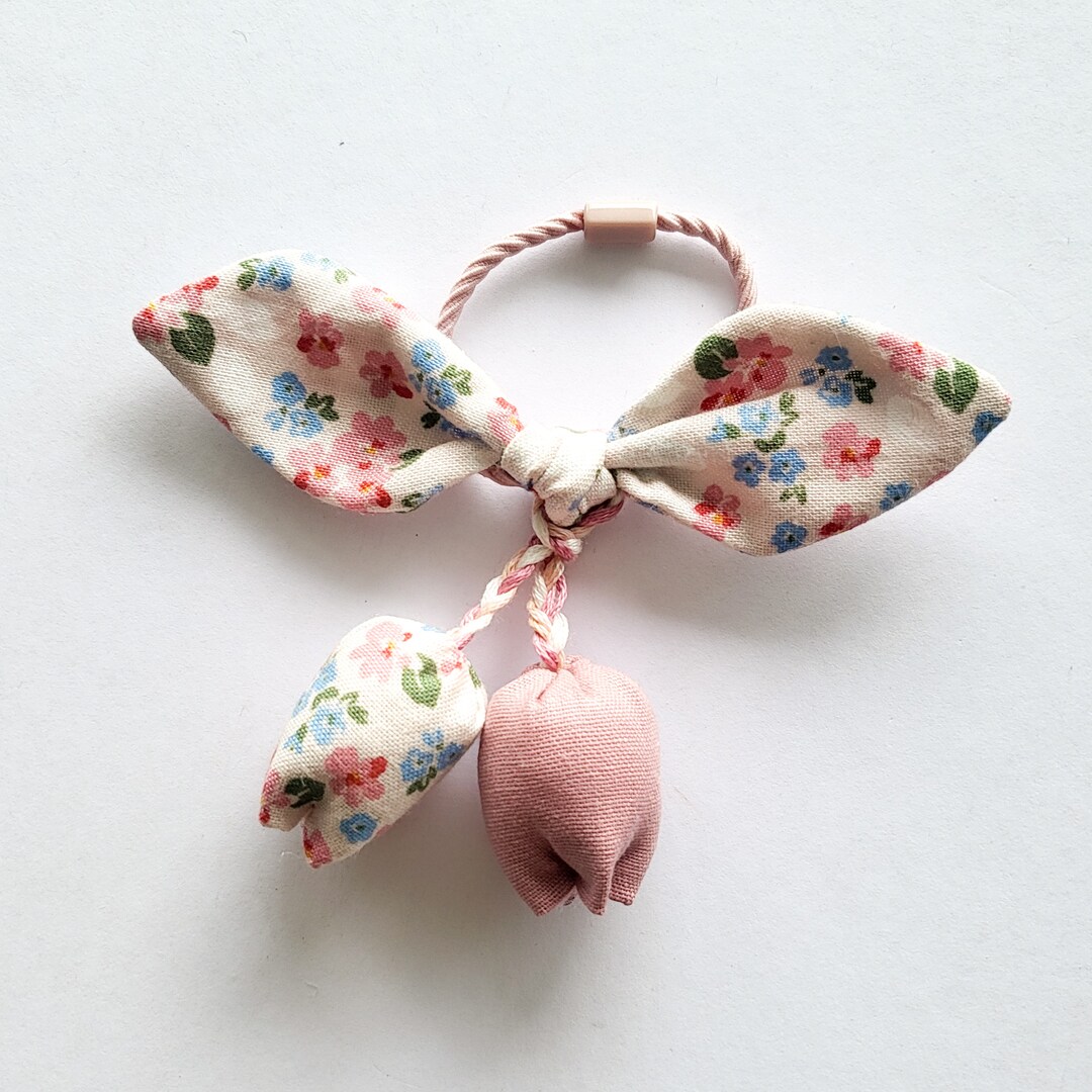 Fabric Floral Bunny Tie Blossom Fabric Hair Tie/floral Hair Tie/bow Tie ...