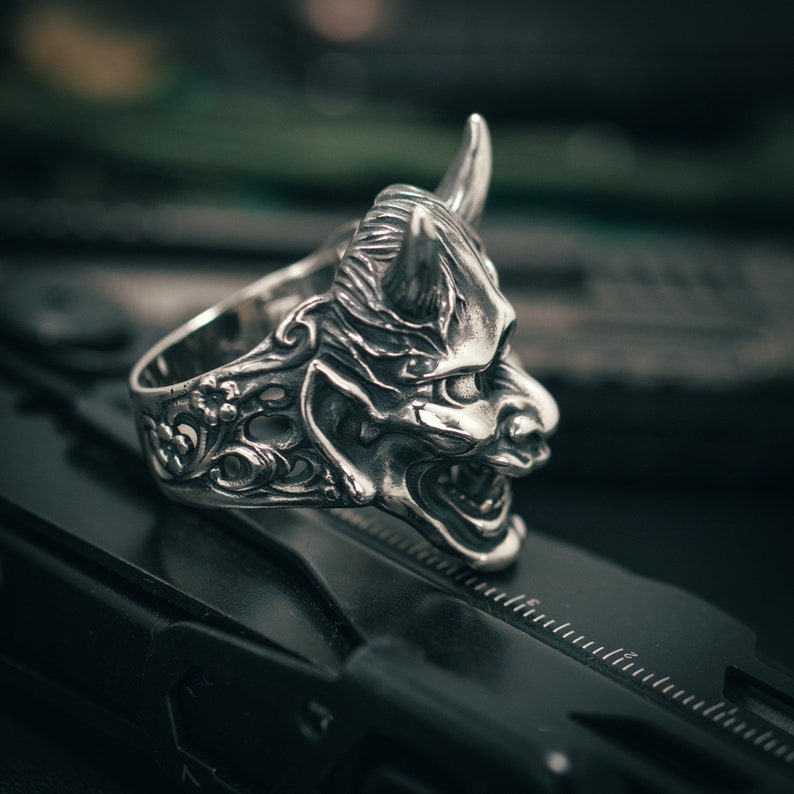Hannya Ring Sterling Silver 925 Oxidized Silver Songyan - Etsy