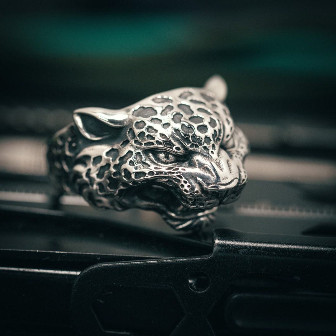 Silver Leopard Ring Aged Finishsterling Silver 925 Oxidized - Etsy
