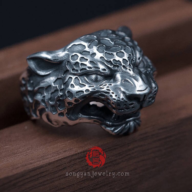 Silver Leopard Ring Aged Finishsterling Silver 925 Oxidized | Etsy