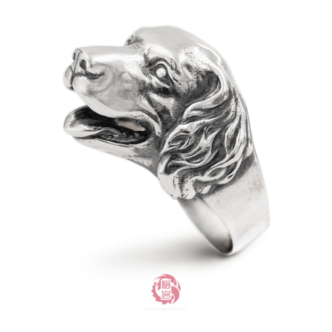 Dog Ring, Golden Retriever Ring, Pet Ring, Aged Finish, Sterling Silver ...