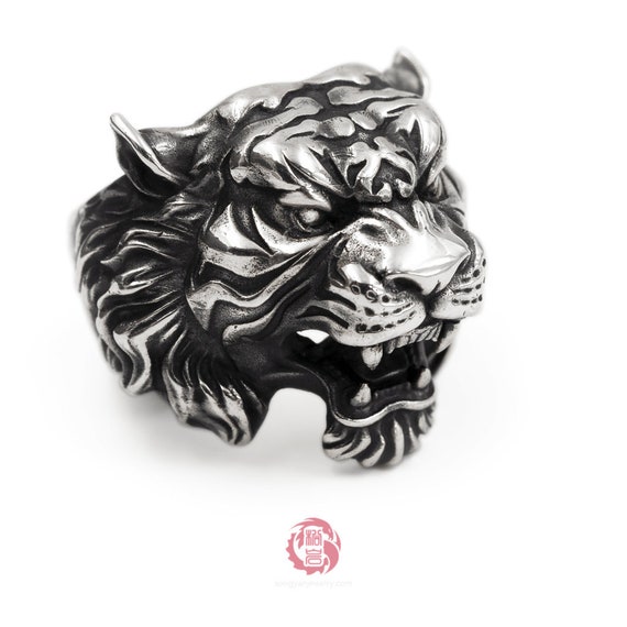 Silver Tiger Ring Mens Tiger Ring Sterling Silver Wild Asian - Etsy