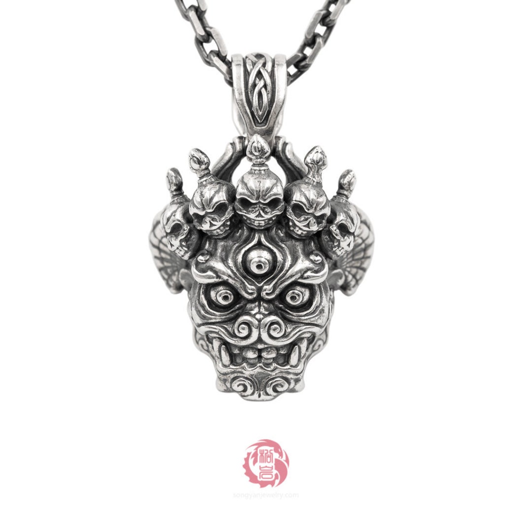 Oxidized Sterling Silver Chitipati Skull Pendant Necklace - Etsy
