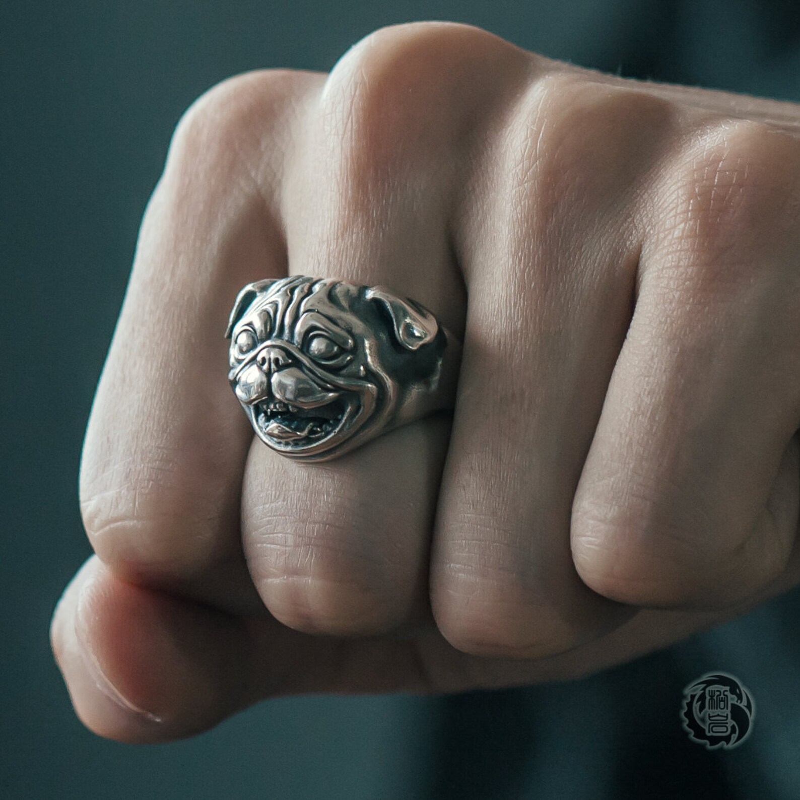 Pug Handmade Sterling Silver Men Ring Dog Pug Ring Pug Gifts | Etsy