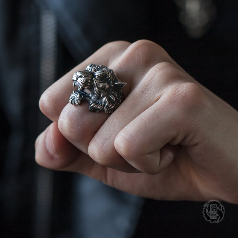 Silver Tiger Ring Mens Tiger Ring Sterling Silver Wild Asian - Etsy