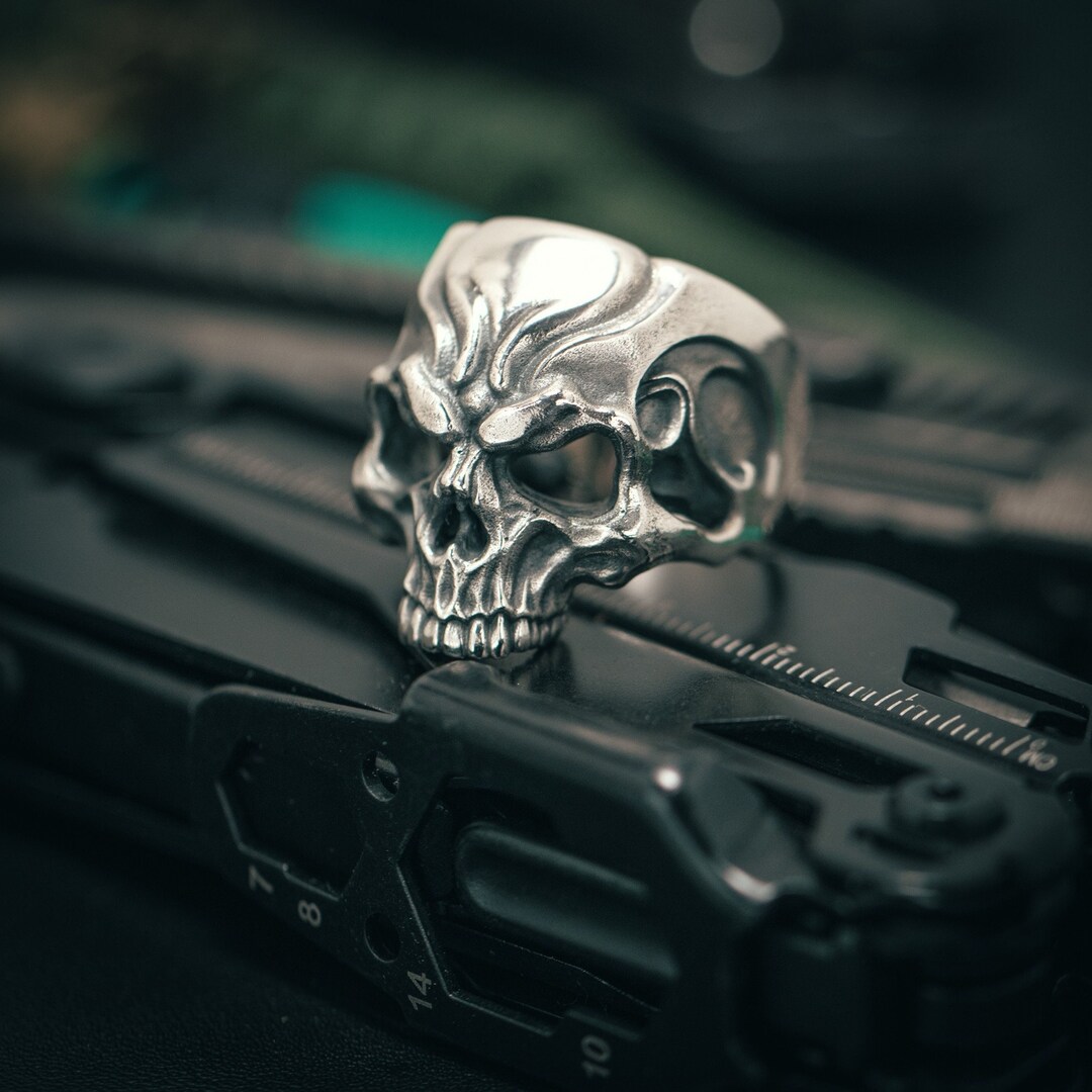 Handmade Sterling Silver Skull Ring: Gothic Punk Jewelry - Etsy