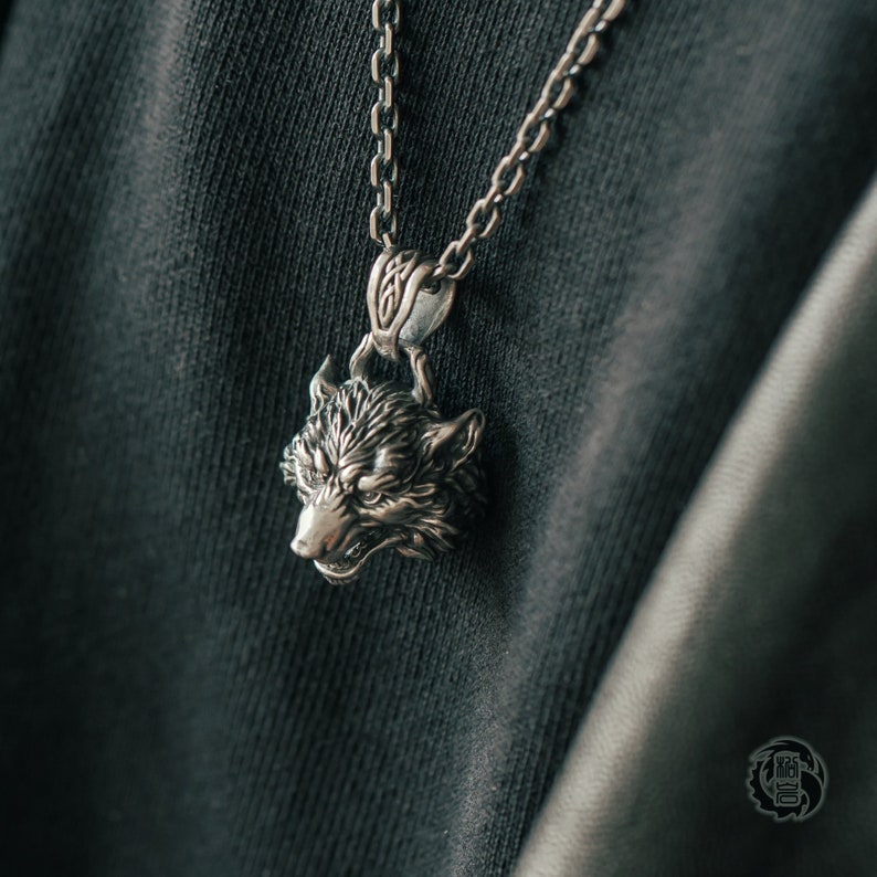 Wolf Men Silver Necklace Wild Wolf Head Pendant Silver | Etsy