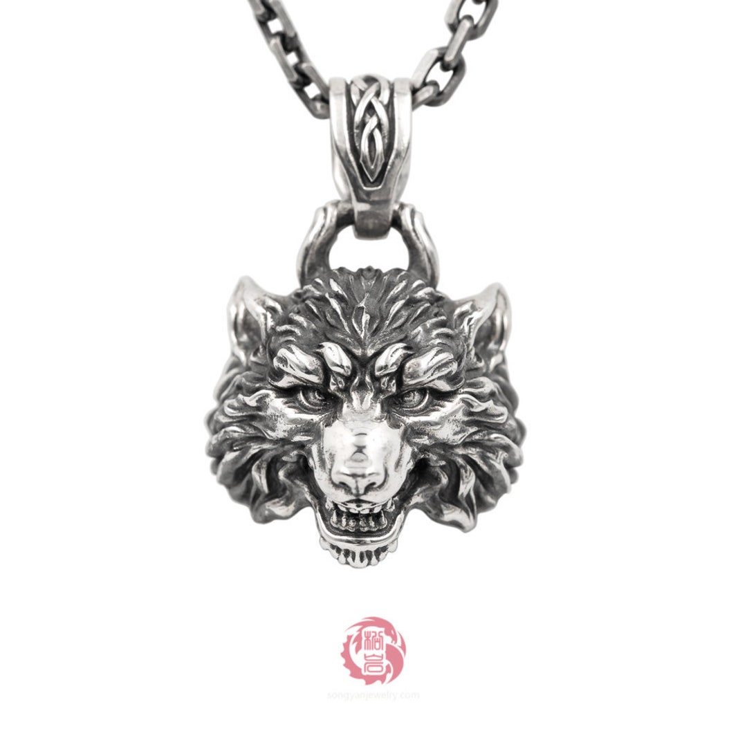 Wolf Men Silver Necklace, Wild Wolf Head Pendant, Silver Animal Pendant ...