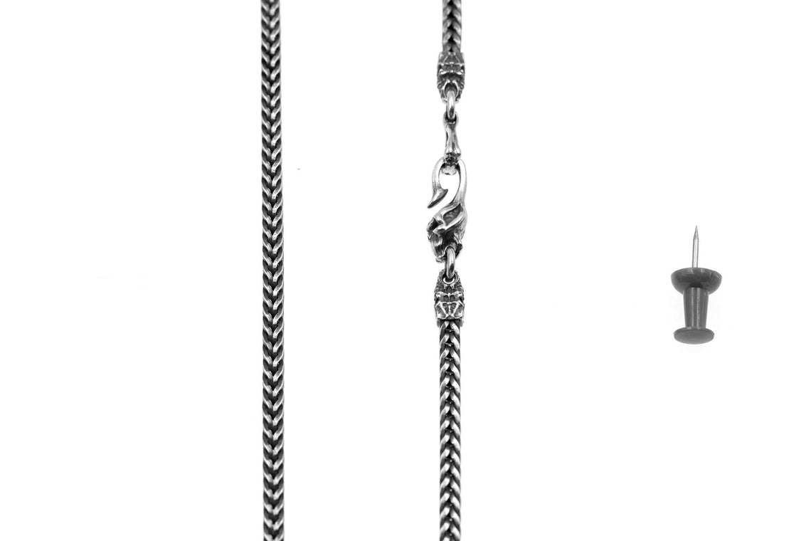 Silver Necklace Chain 4mm Skull Head Hook Closure Wheat | Etsy