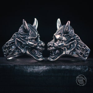 Hannya Ring Sterling Silver 925 Oxidized Silver Songyan | Etsy