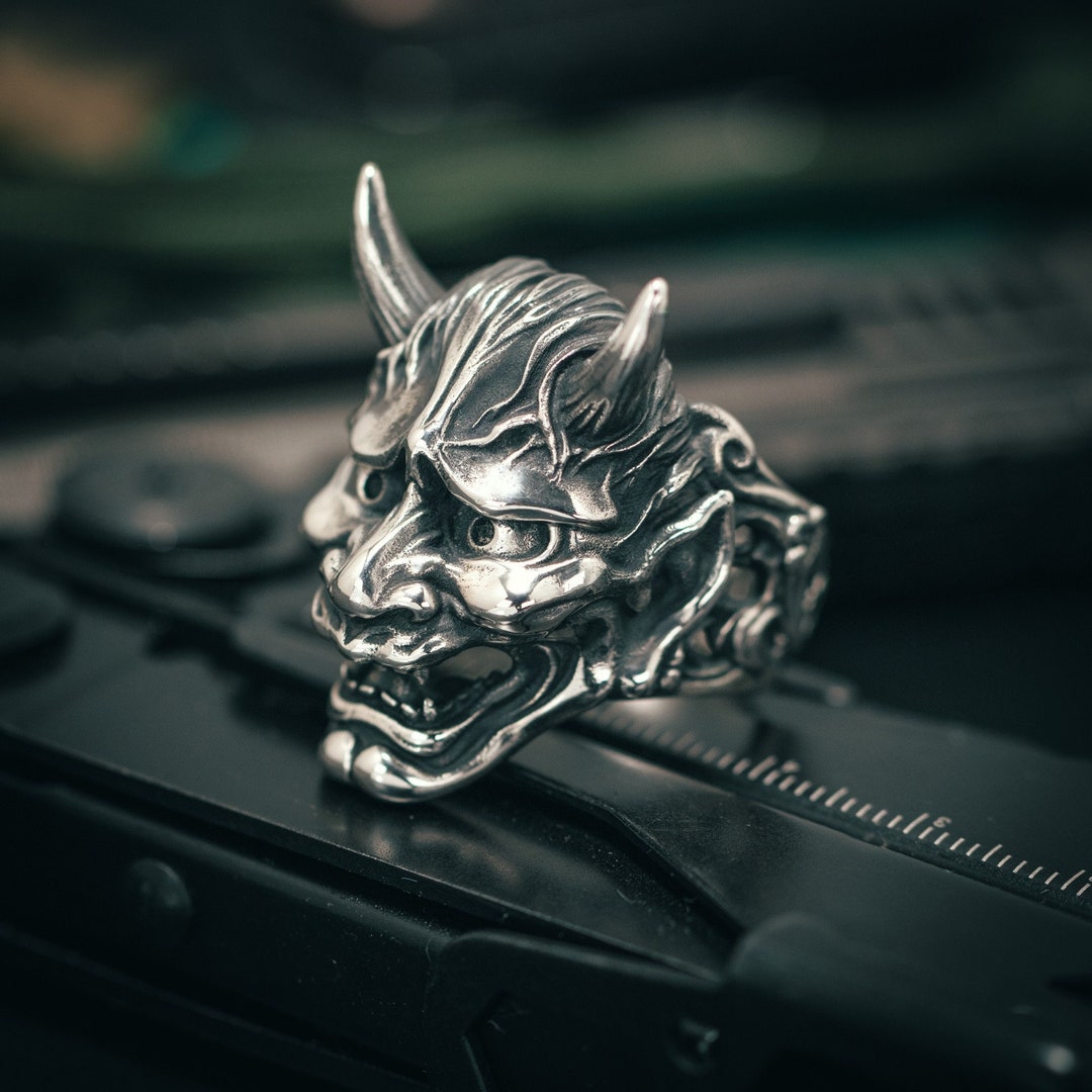 Hannya Ring Sterling Silver 925, Oxidized Silver, Songyan Jewelry - Etsy