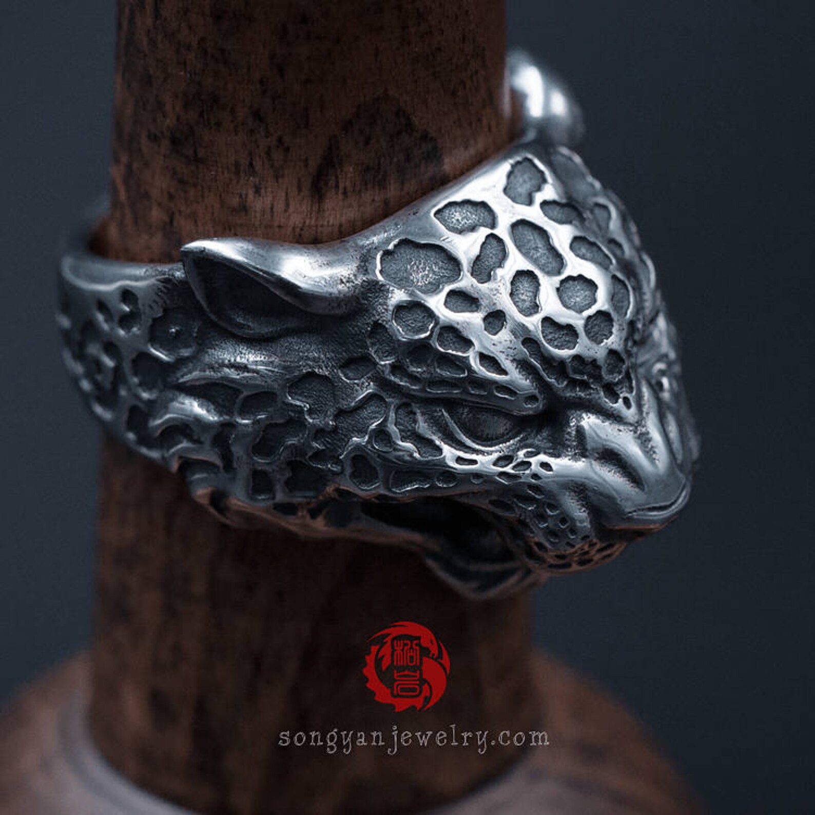 Silver Leopard Ring Aged Finishsterling Silver 925 Oxidized | Etsy