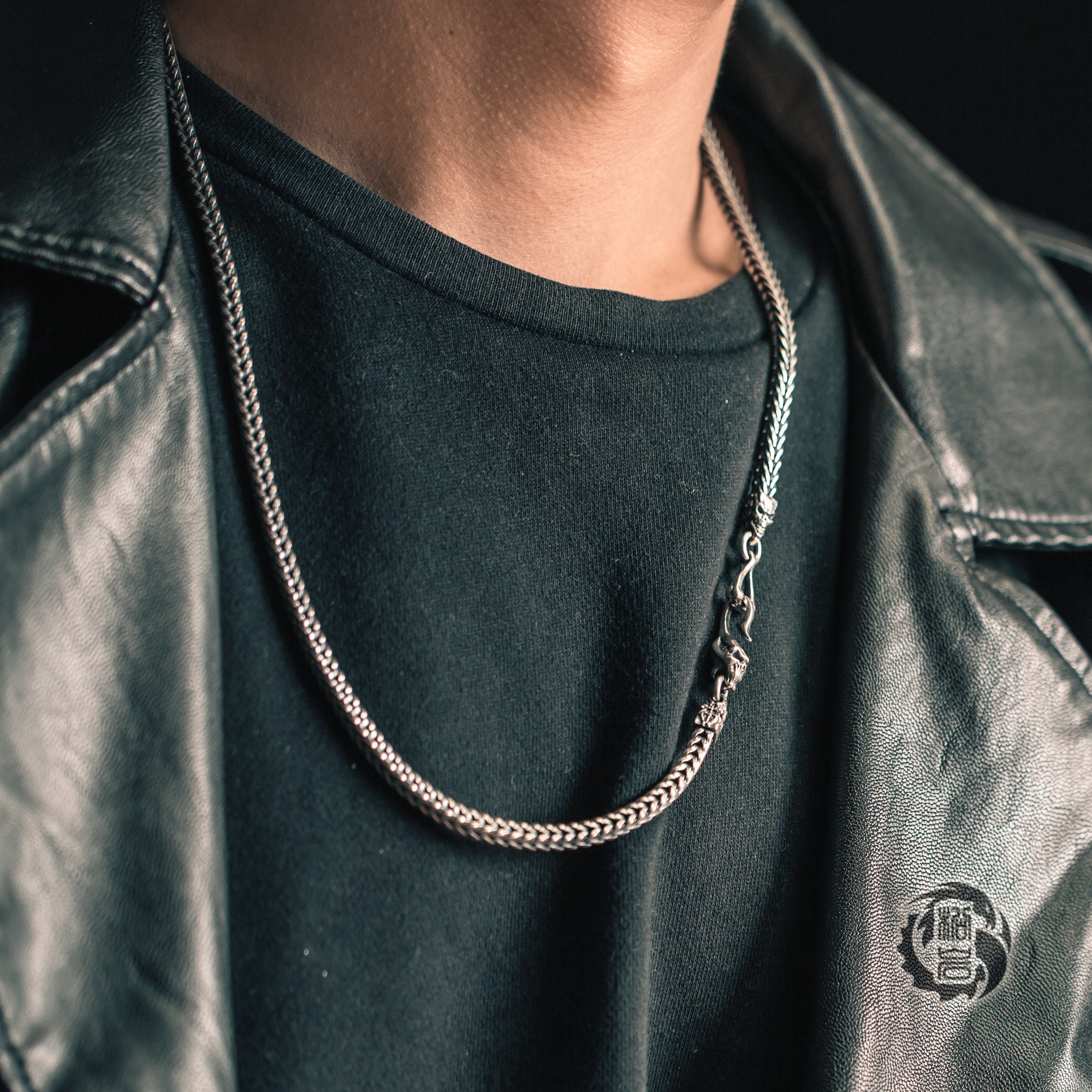 Silver Necklace Chain 4mm Skull Head Hook Closure Wheat | Etsy