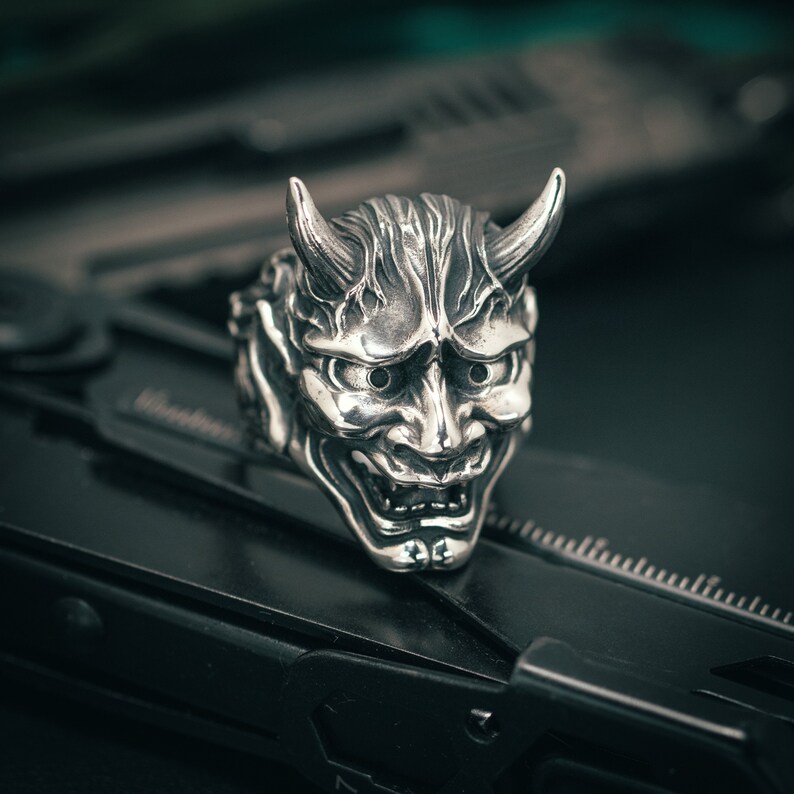 Hannya Ring Sterling Silver 925 Oxidized Silver Songyan - Etsy