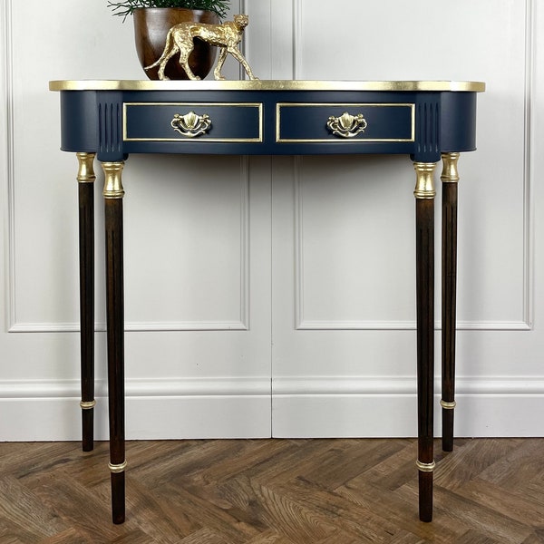 Vintage Green Console Table, Painted Demi Lune Hallway Table, Painted ...