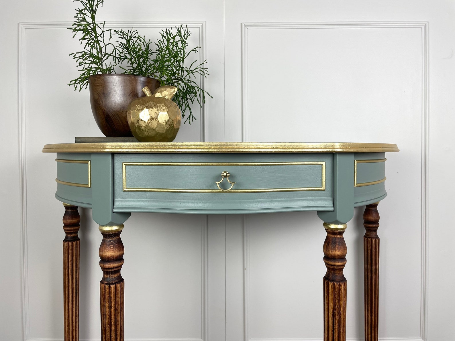 Vintage Green Console Table Painted Demi Lune Hallway Table - Etsy UK