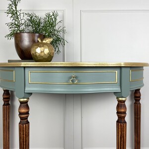 Vintage Green Console Table, Painted Demi Lune Hallway Table, Painted ...