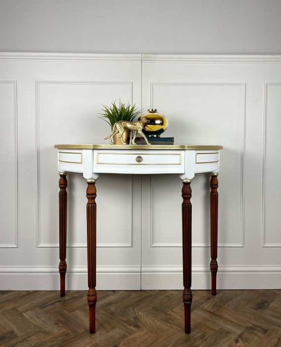 Half moon console table with drawer store