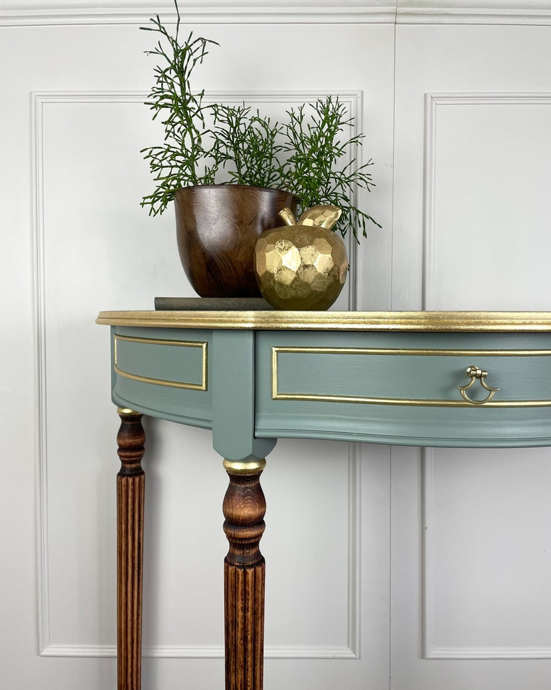 Vintage Green Console Table Painted Demi Lune Hallway Table - Etsy UK