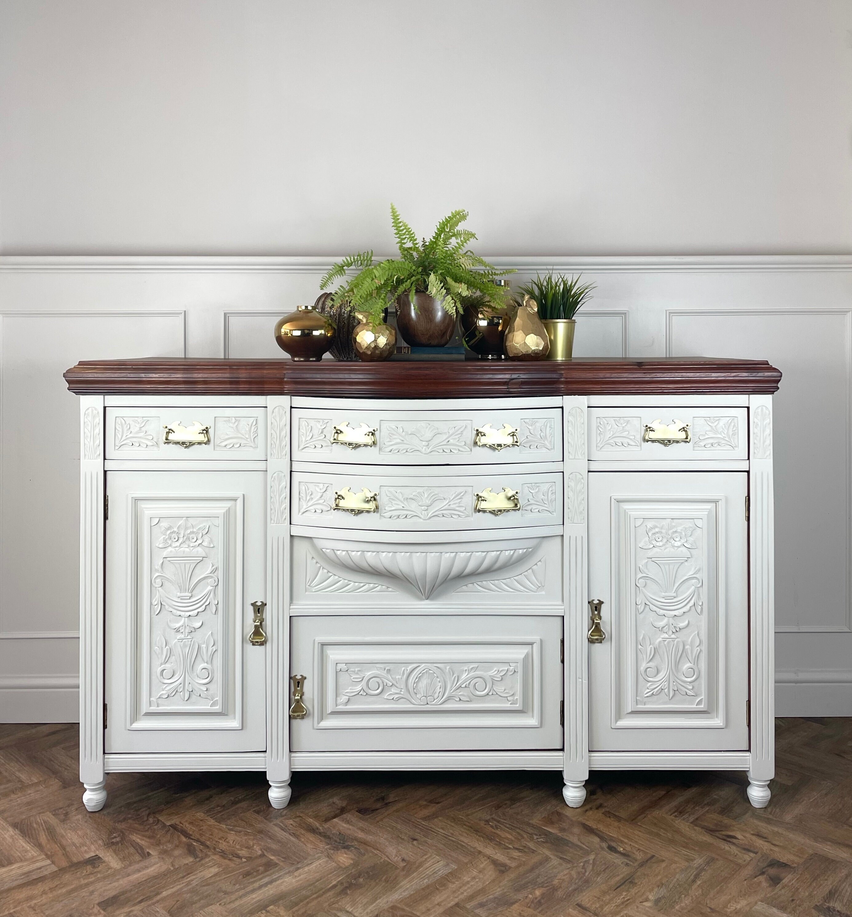 Antique Carved Painted Sideboard, Edwardian Painted Dresser, Painted to ...