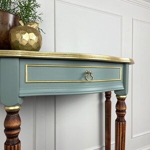 Vintage Green Console Table, Painted Demi Lune Hallway Table, Painted ...