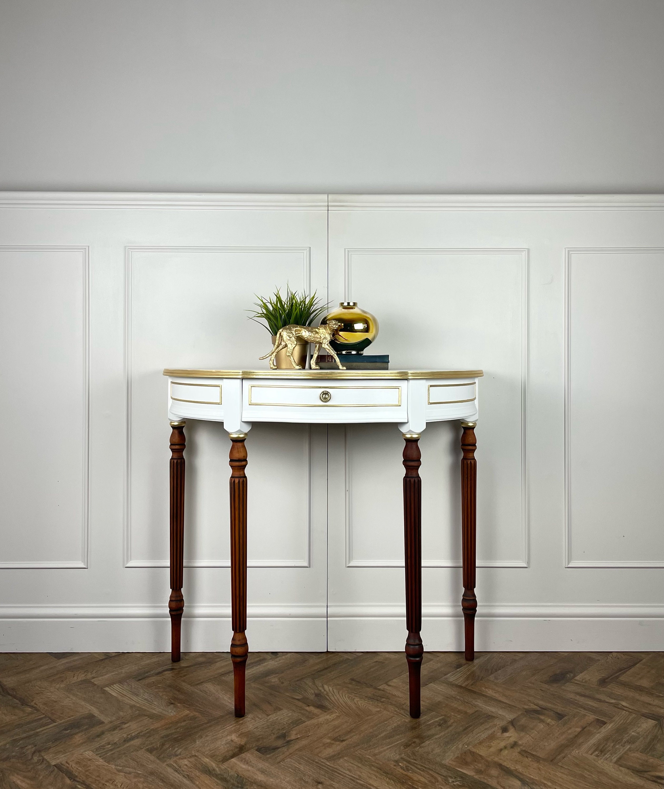 White half moon console table store