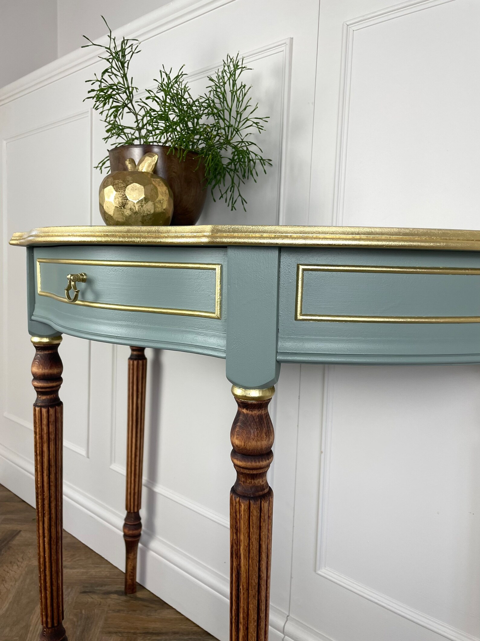 Vintage Green Console Table Painted Demi Lune Hallway Table - Etsy UK