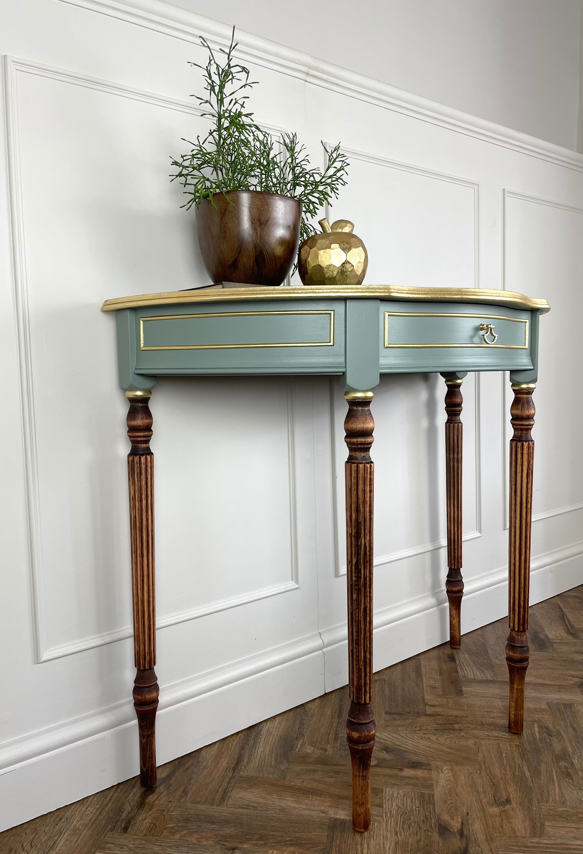 Vintage Green Console Table Painted Demi Lune Hallway Table - Etsy UK