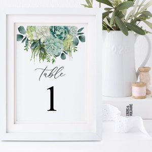 SUCCULENT | Table Numbers Template, Printable, Boho Greenery, Digital ...