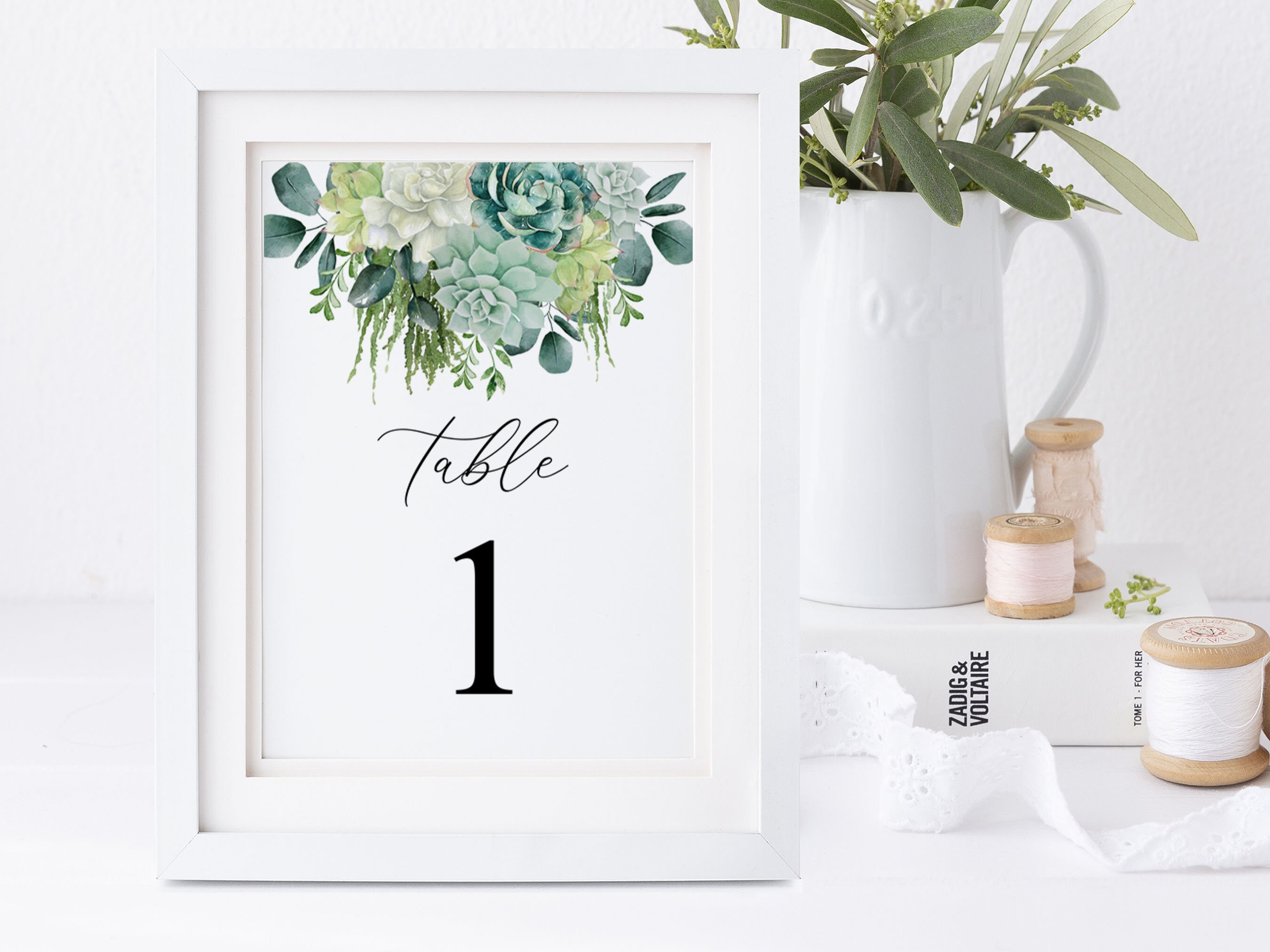 SUCCULENT Table Numbers Template Printable Boho Greenery - Etsy