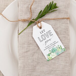Succulent Favor Tags Template Printable INSTANT DOWNLOAD | Etsy
