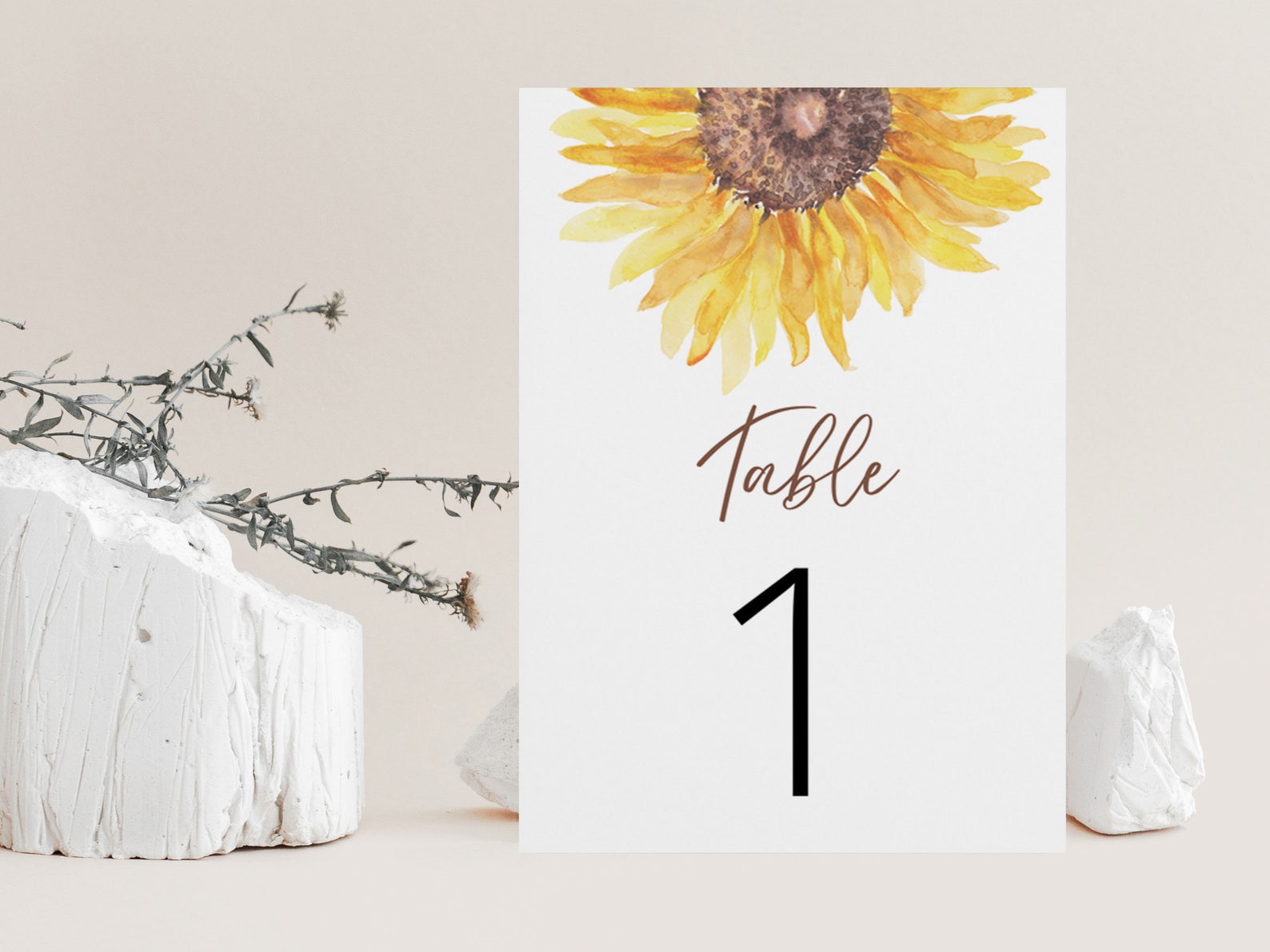 SUNFLOWER Table Numbers Printable Template Wedding Table - Etsy