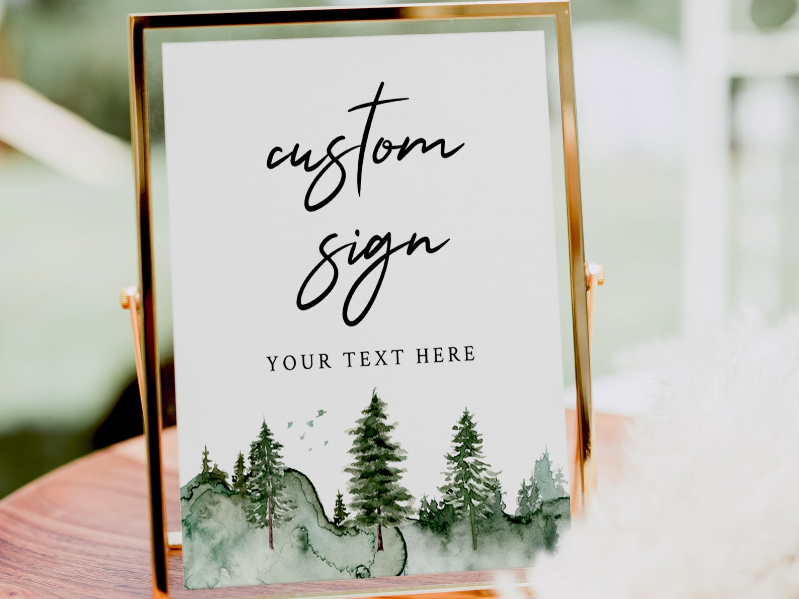 PINE TREE Custom Sign Template Printable Green Forest - Etsy