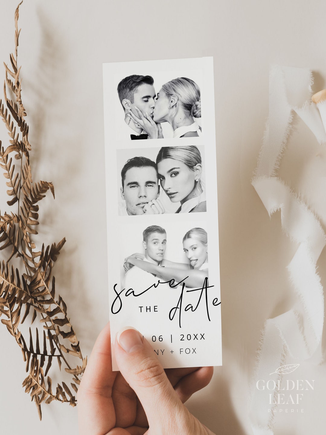 MINIMALIST | Photo Booth Strip Save the Date Card With Photo, Printable ...