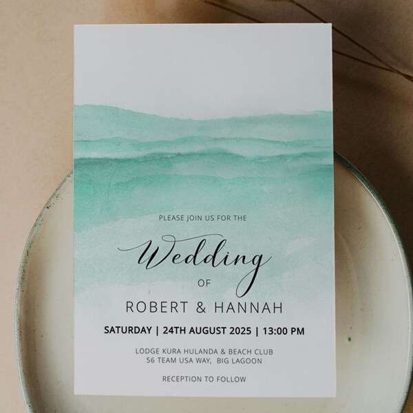 Mint Wedding Invite - Etsy