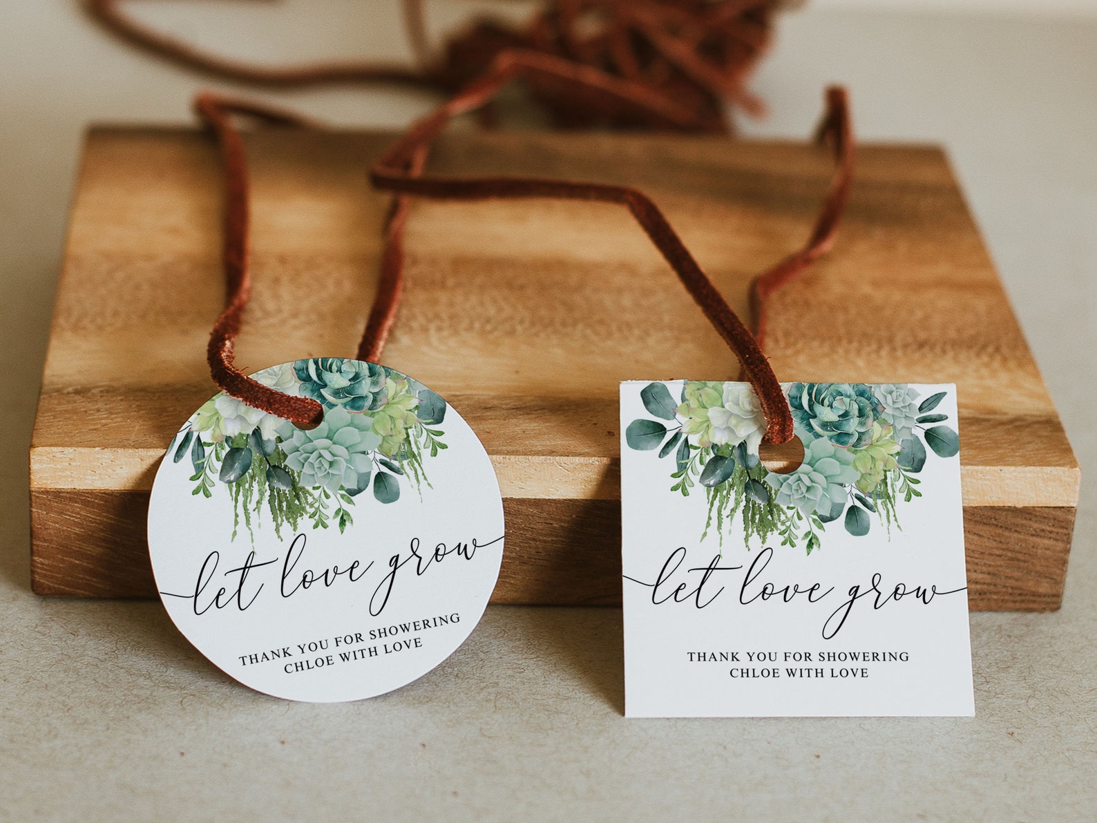 SUCCULENT | Favor Tags Template, Printable, Boho Greenery, Digital ...