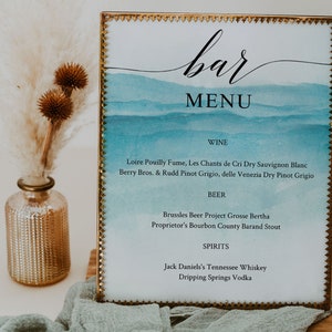 BEACH | Bar Sign Printable, Drinks Menu Template, Digital Download - Etsy
