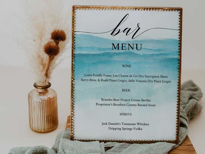 BEACH | Bar Sign Printable, Drinks Menu Template, Digital Download - Etsy