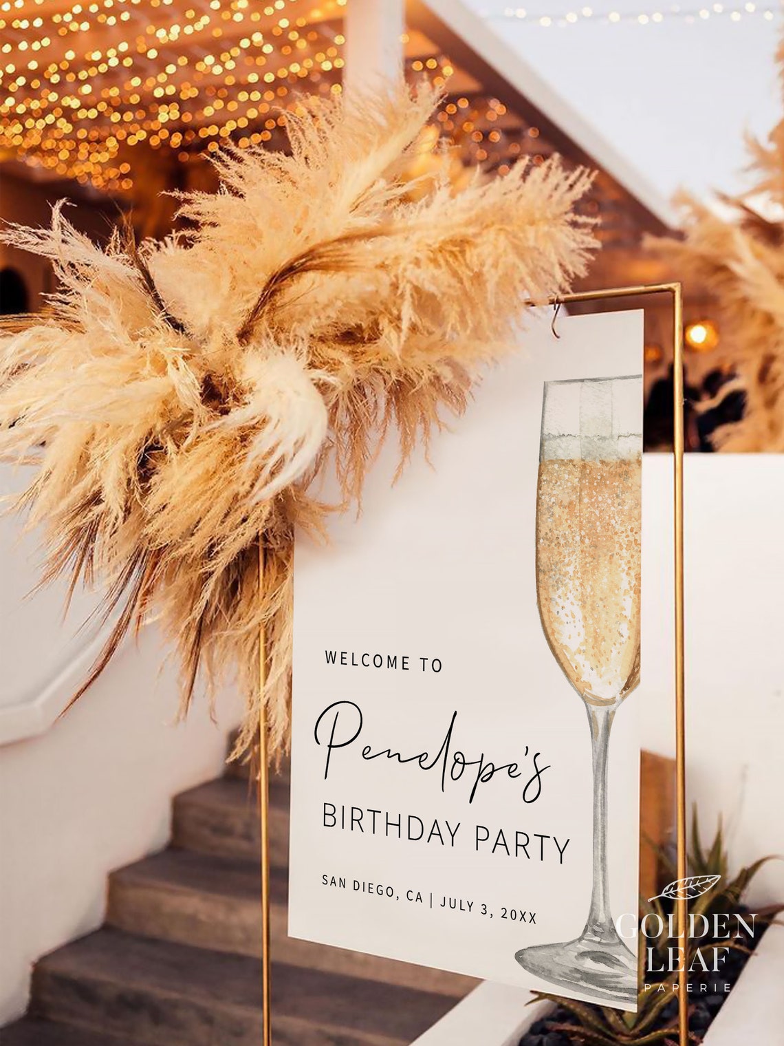 CHAMPAGNE | Birthday Welcome Sign, Printable Template, Sip Sip ...