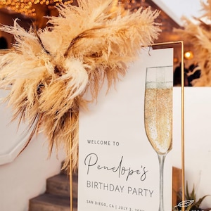 CHAMPAGNE | Birthday Welcome Sign, Printable Template, Sip Sip ...