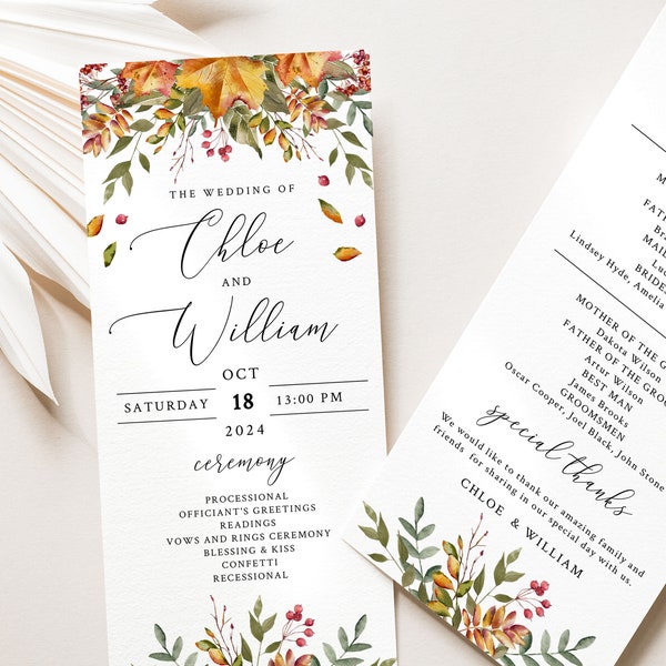 Fall Wedding Program - Etsy