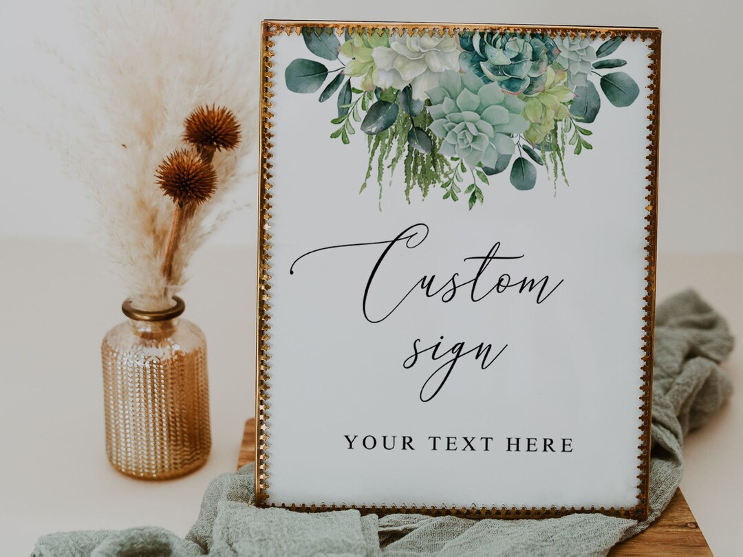 SUCCULENT | Custom Sign Template, Printable, Boho Greenery , Digital ...