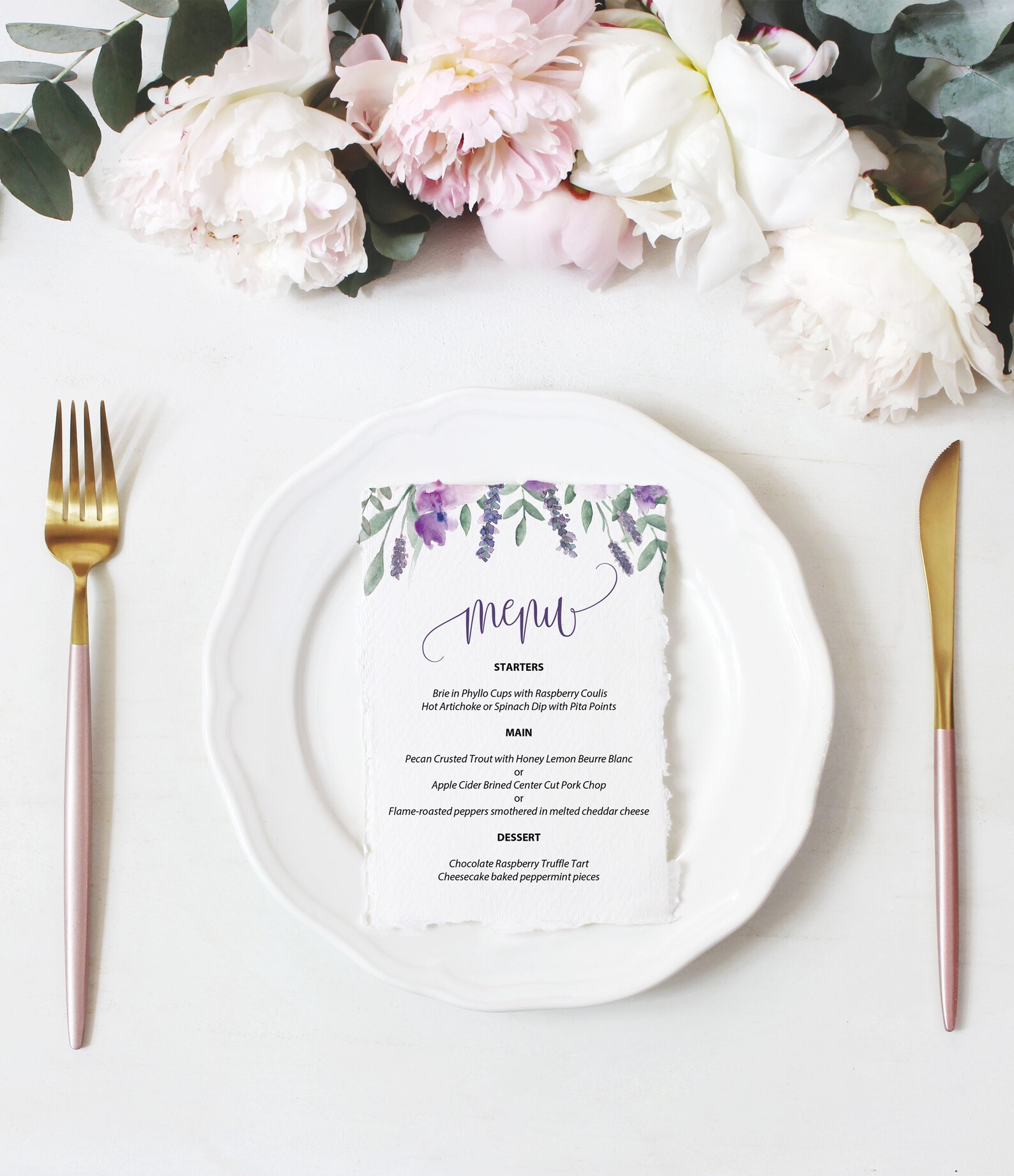 PURPLE Menu Card Template Printable Wedding Décor INSTANT | Etsy